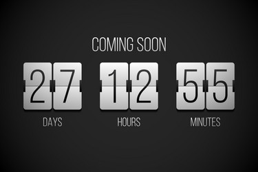 Countdown clock board for coming soon page Vector Image