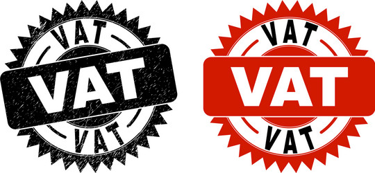 Scratched textured vat tax stamp seal Royalty Free Vector