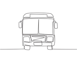 Continuous one line drawing front view of bus Vector Image