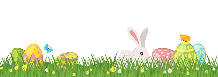 Spring grass seamless border floral Royalty Free Vector