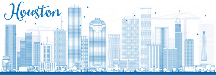 Outline houston skyline with blue buildings Vector Image