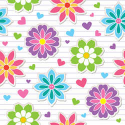 Seamless pattern of flower stickers Royalty Free Vector