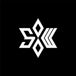 Sw monogram logo with diamond shape and ring Vector Image