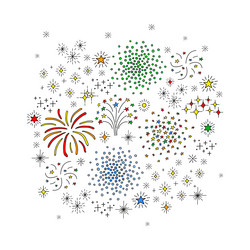 Composition of doodle fireworks Royalty Free Vector Image