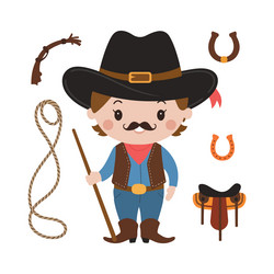 Cowboy stickers set clipart calculations Vector Image
