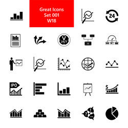 Graphics icon set chart graph and diagram Vector Image