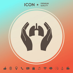 Hands holding lungs - protection symbol Royalty Free Vector