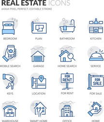 Line home room types icons Royalty Free Vector Image
