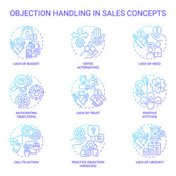 Objection handling in sales multi color concept Vector Image