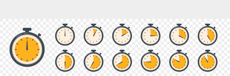 Timer stickers set clock stopwatch icons Vector Image