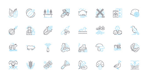 Cropland linear icons set agriculture harvest Vector Image
