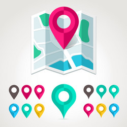 Numbers pin marker flat icons set for gps or map Vector Image