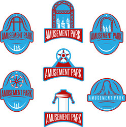 Amusement park compositions set Royalty Free Vector Image