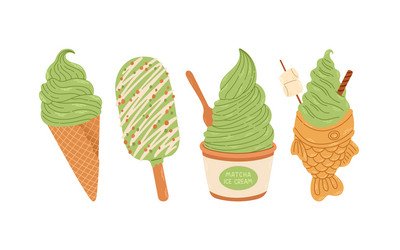 Matcha ice cream icon isolated for stickers Vector Image