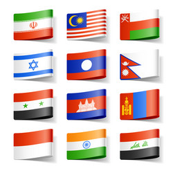 Flags of asia set Royalty Free Vector Image - VectorStock
