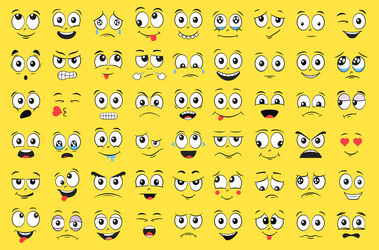 Cartoon faces set angry laughing smiling cryin Vector Image