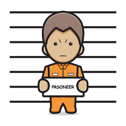 Cute prisoner character in jail cartoon icon Vector Image