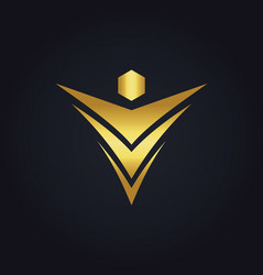 Round curve v initial company logo Royalty Free Vector Image