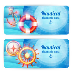 Nautical sea card set Royalty Free Vector Image