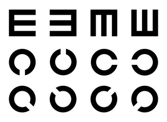 Snellen e and the landolt c symbols eye test chart