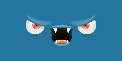 Angry blue monster face with open mouth Royalty Free Vector