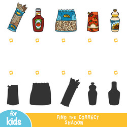 Shadow match game cartoon takeaway fast food Vector Image