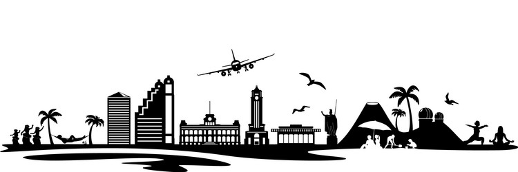 Skyline honolulu hawaii silhouette outline Vector Image