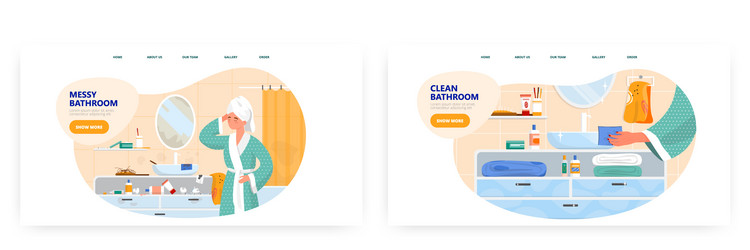 Messy and clean kids room before after cleaning Vector Image