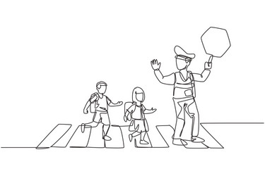 Continuous one line drawing of primary school Vector Image