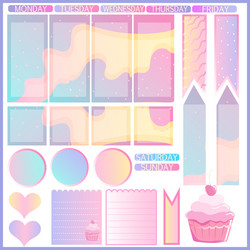 Cute sticky note papers printable set scrapbook Vector Image