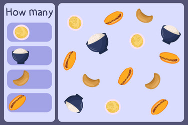 Kids mathematical mini game - count how many foods