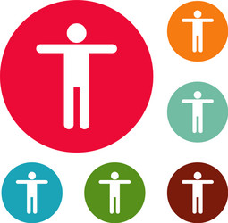 Stick figure stickman icons circle set Royalty Free Vector