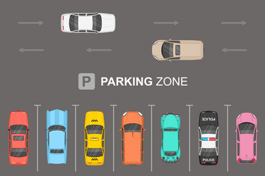 Top view of different cars city parking z Vector Image