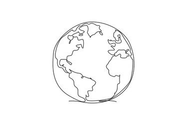 One single line drawing of sphere globe inside Vector Image