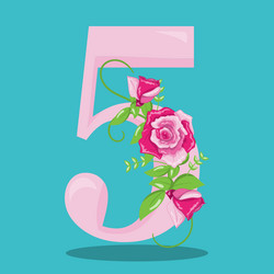 Floral green number 05 Royalty Free Vector Image