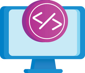 Desktop computer display with program button Vector Image