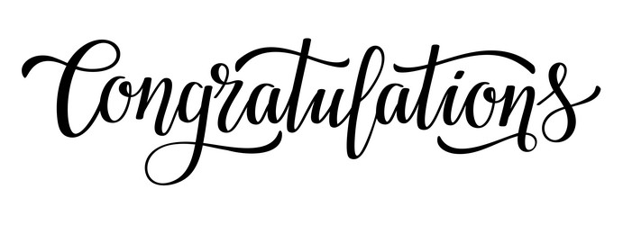 Handwritten word congratulations translation from Vector Image