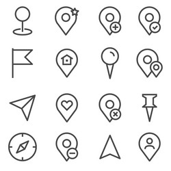 Map location icons collection symbol for apps Vector Image