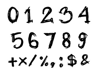 Hand painted number art colorful doodle Royalty Free Vector