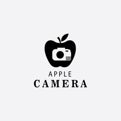 Lens photo apple logo design template Royalty Free Vector