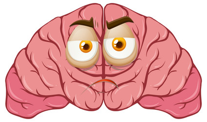 Cartoon human brain with facial expression Vector Image