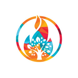Fire tree logo design template Royalty Free Vector Image