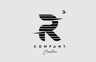White black r line letter icon alphabet logo Vector Image