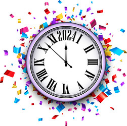 New year 2024 countdown clock over silver Vector Image