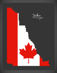 Yukon canada map with canadian national flag Vector Image