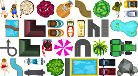 Set aerial view objects Royalty Free Vector Image