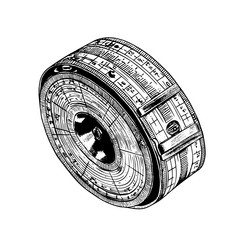 Tape measure drawing isolated hand drawn engraved Vector Image