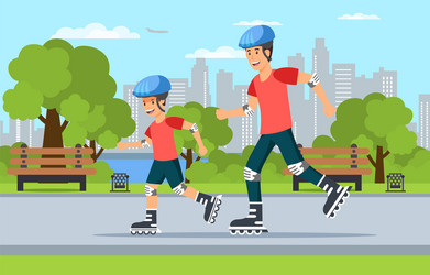 Fun extreme skateboard park flat Royalty Free Vector Image