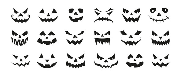 Halloween ghost faces set Royalty Free Vector Image