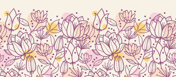 Purple line art flowers seamless pattern Vector Image